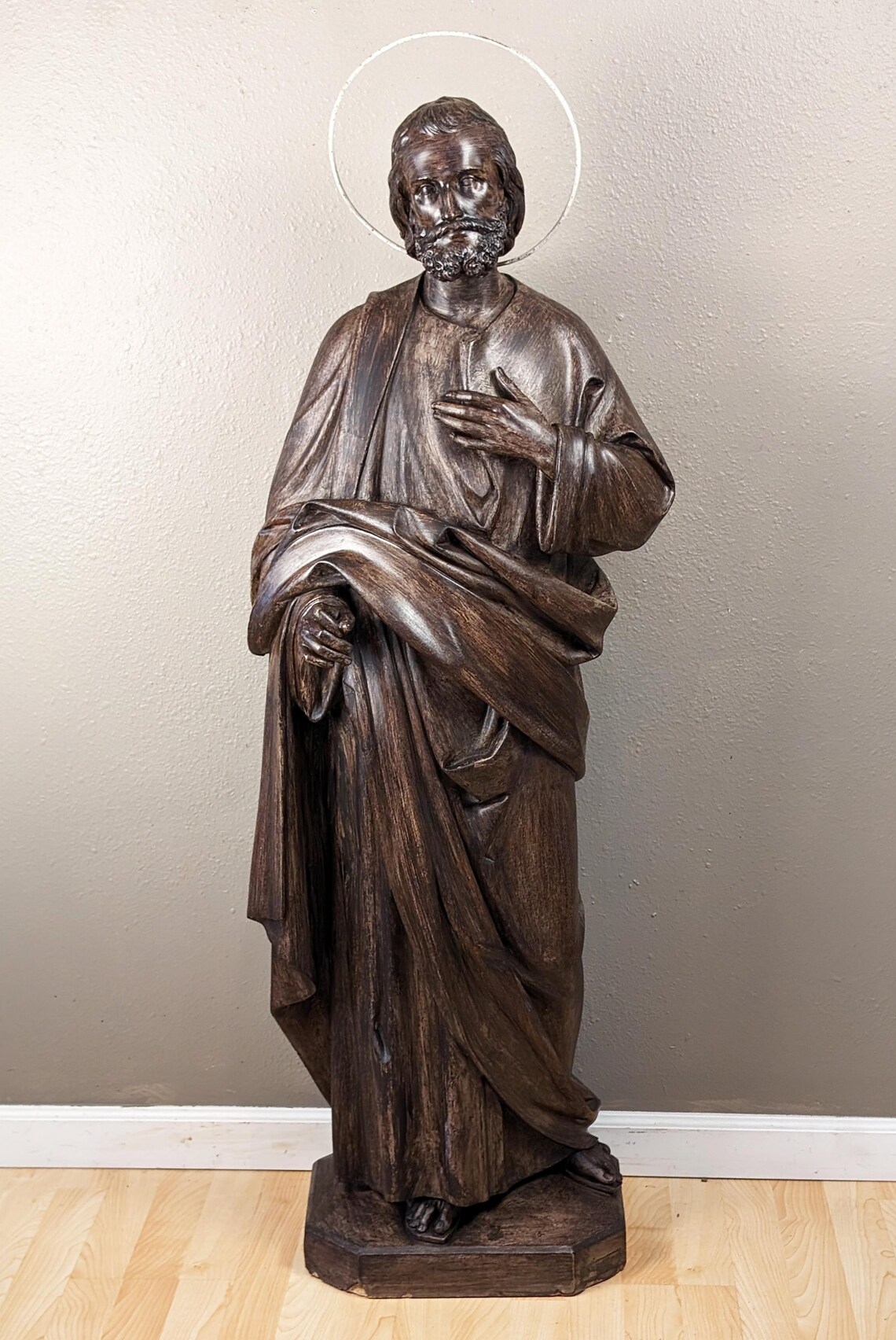53" Tall Religious Antique Painted Plaster Statue/sculpture of St ...