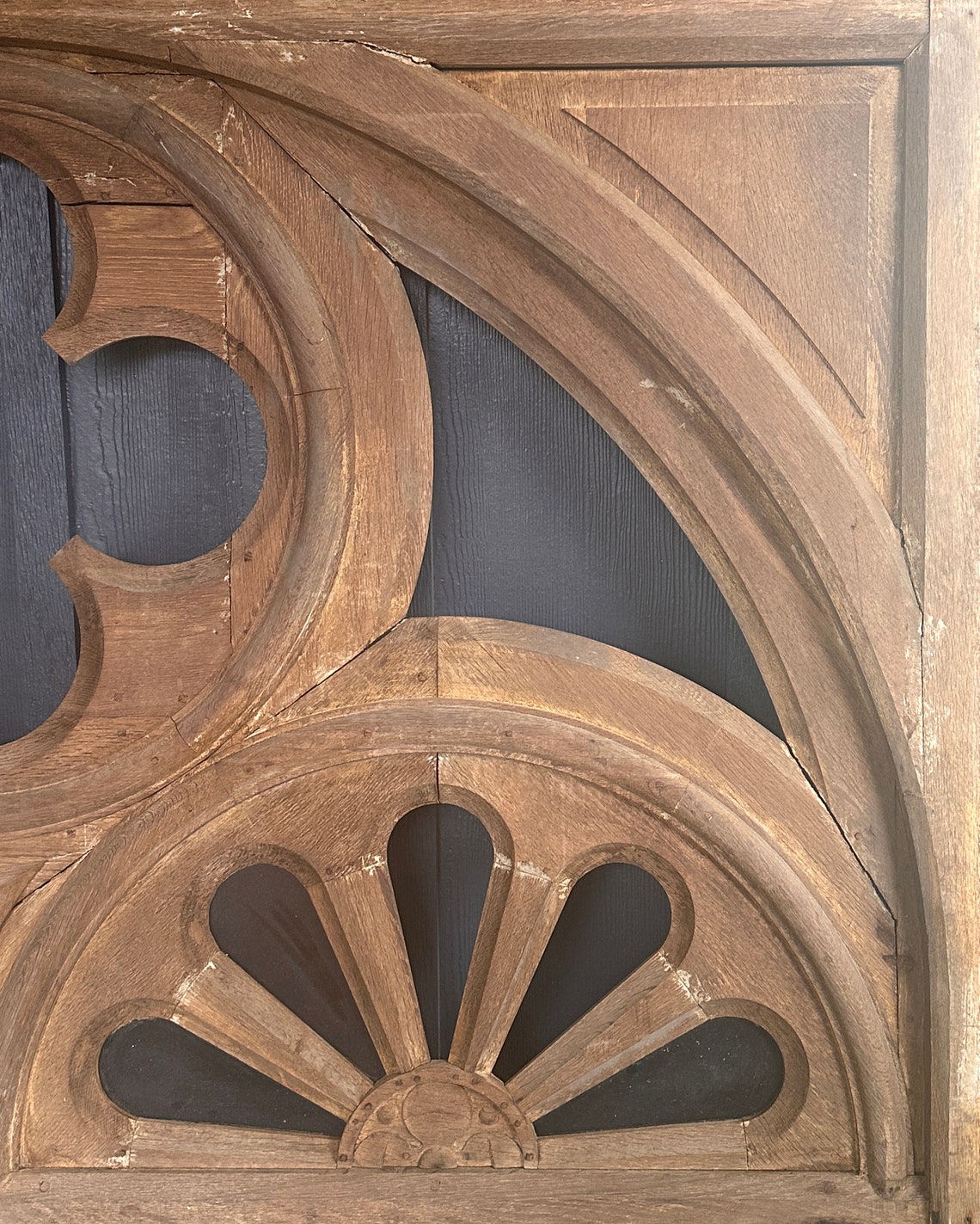 8 Foot Long Antique French Gothic Oak Panel: Transom, Skylight ...