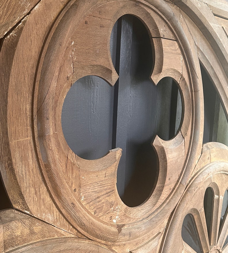 8 Foot Long Antique French Gothic Oak Panel: Transom, Skylight ...