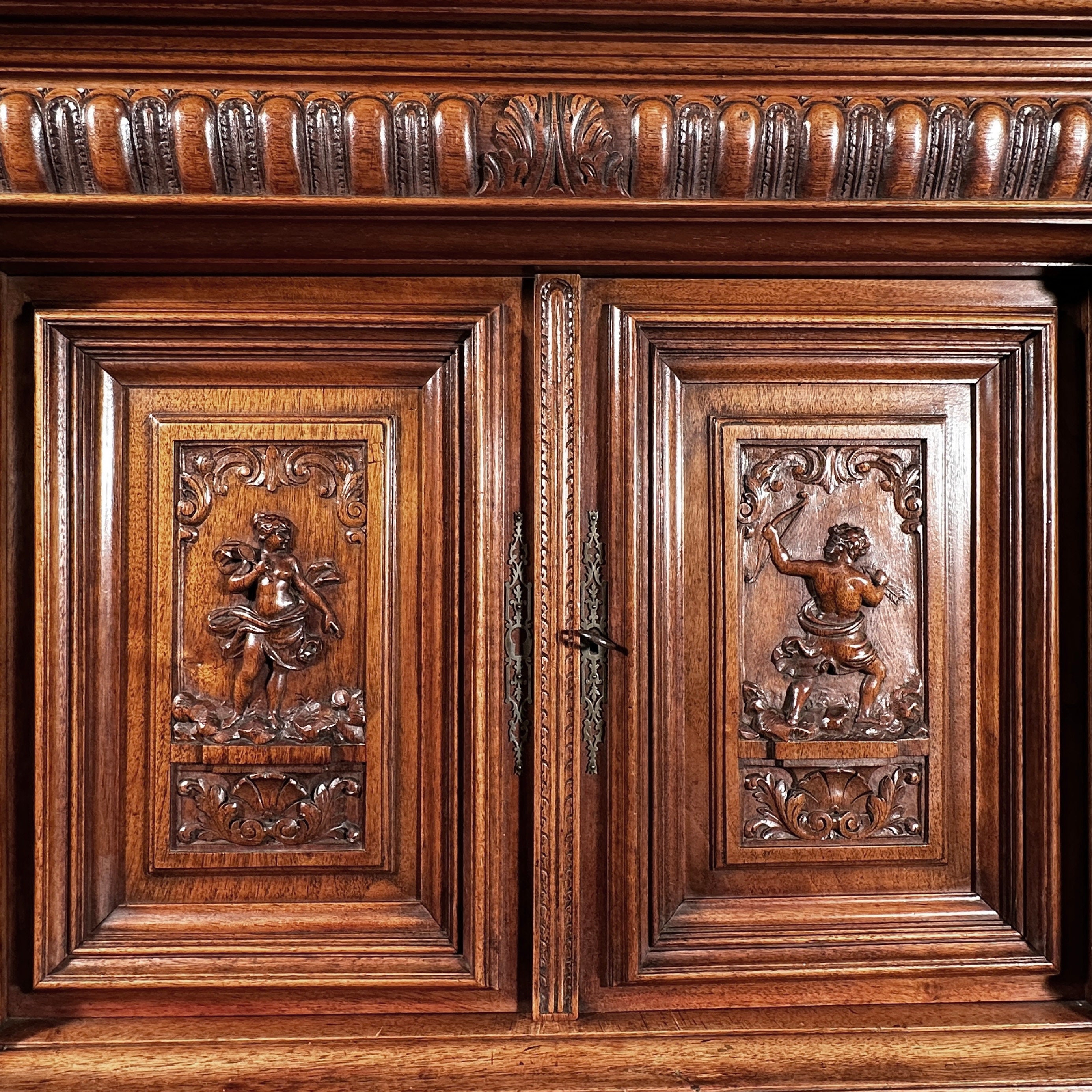 French Antique Walnut Wall/key Cabinet With Greek Mythical Figures - Etsy