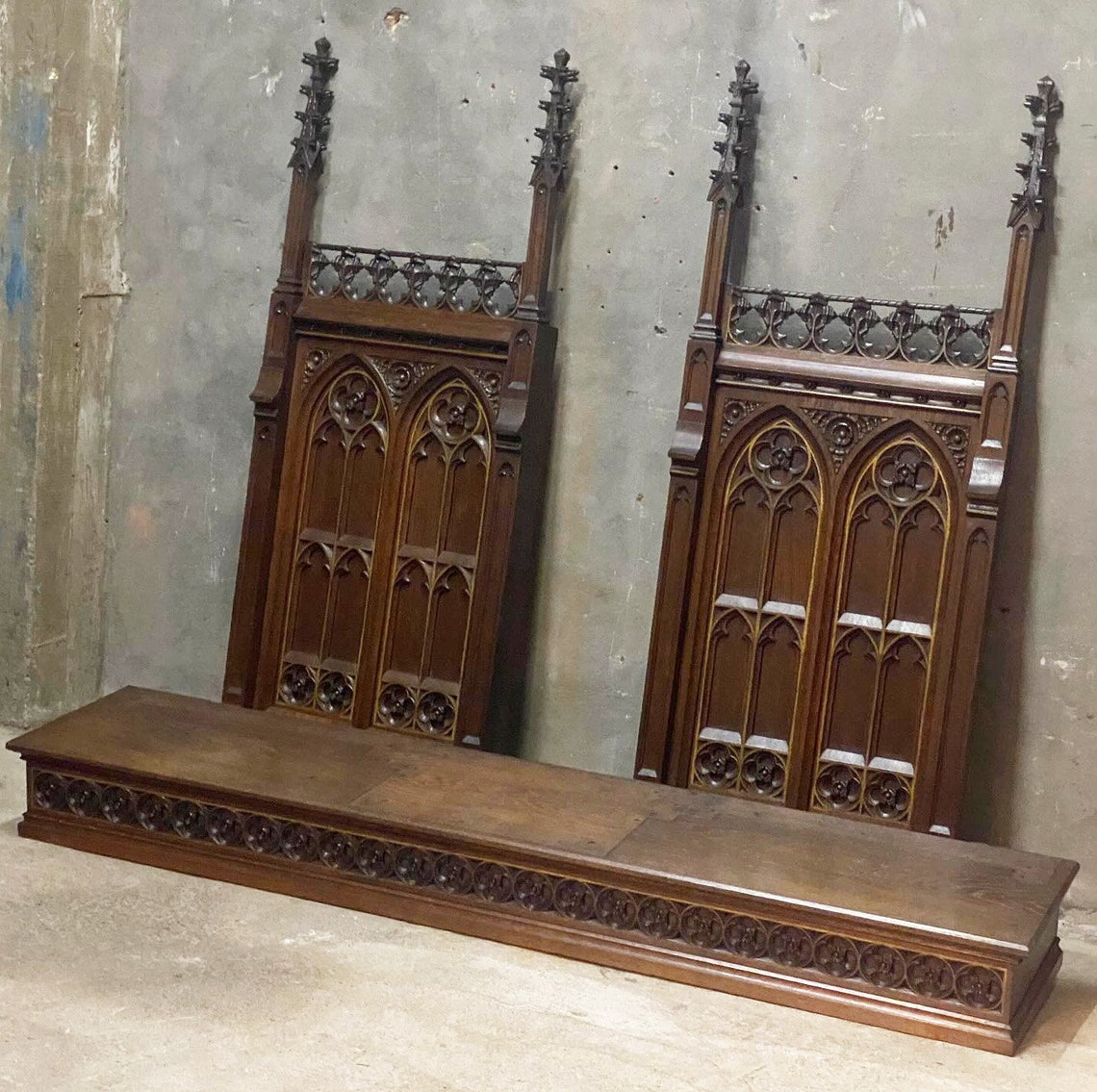Antique Oak Wood Gothic Altar/sacristy Table Back/top - Etsy