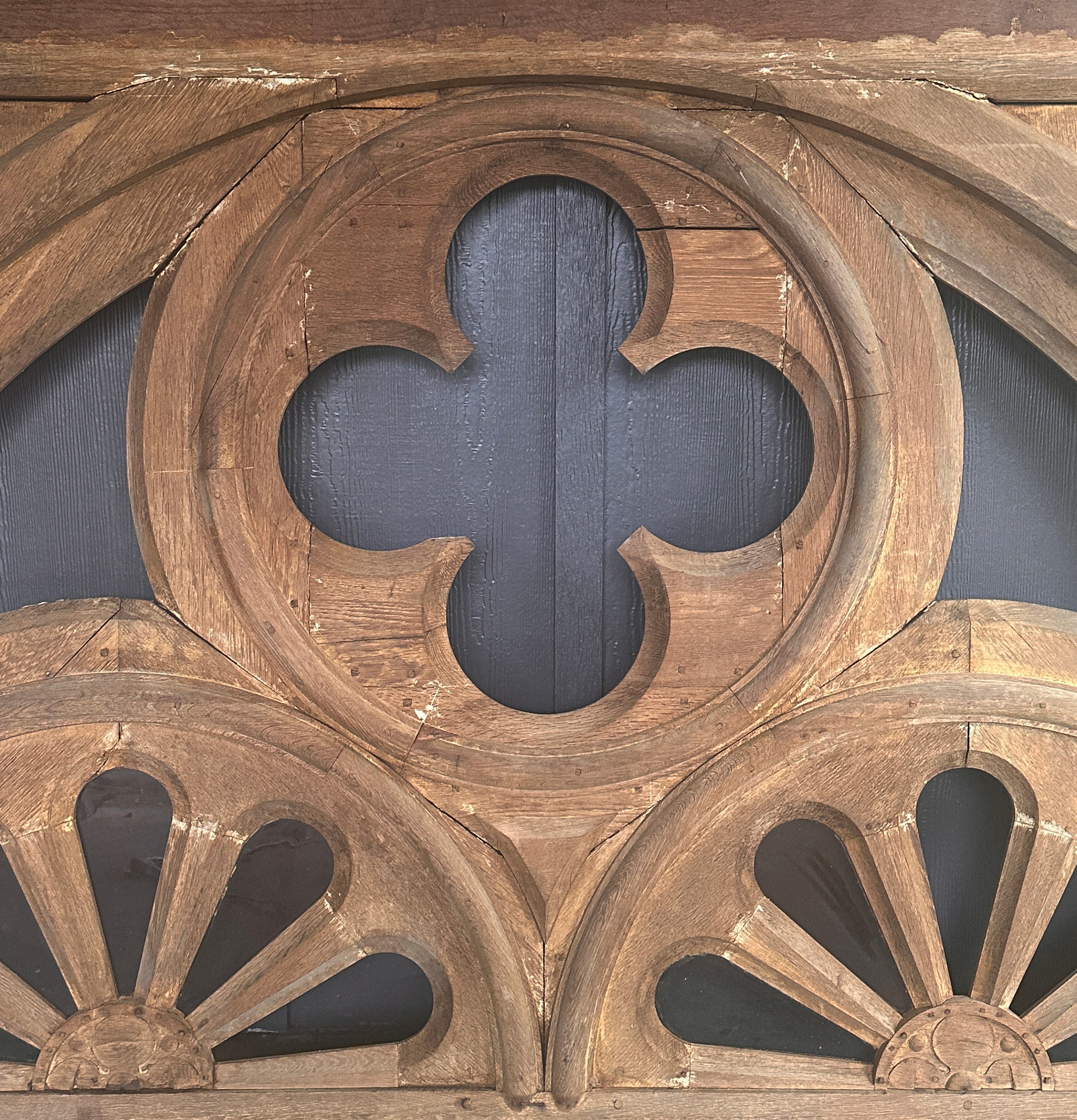 8 Foot Long Antique French Gothic Oak Panel: Transom, Skylight ...