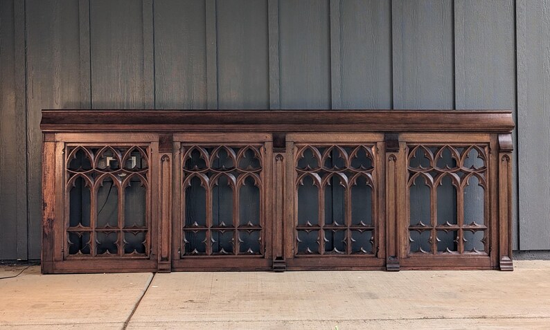 9.5' Antique Oak Wood Gothic Communion/altar Rail/railing/ Room Divider ...