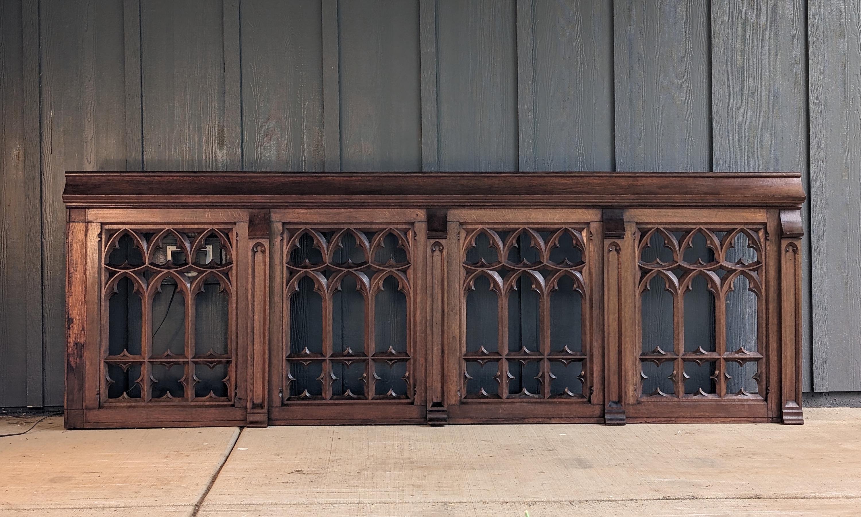 9.5' Antique Oak Wood Gothic Communion/altar Rail/railing/ Room Divider ...
