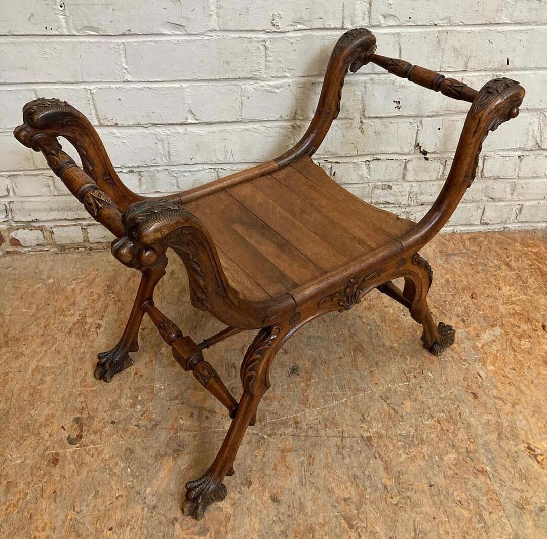 ARRIVES MARCH 2025 Walnut French Antique Chair/bench With Dragons ...