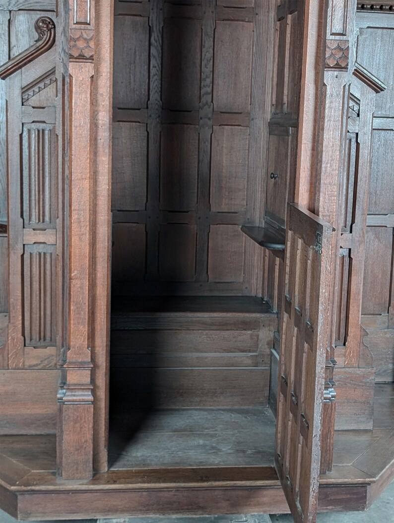 Beautifully Carved Antique Gothic Revival Confessional Catholic Church ...