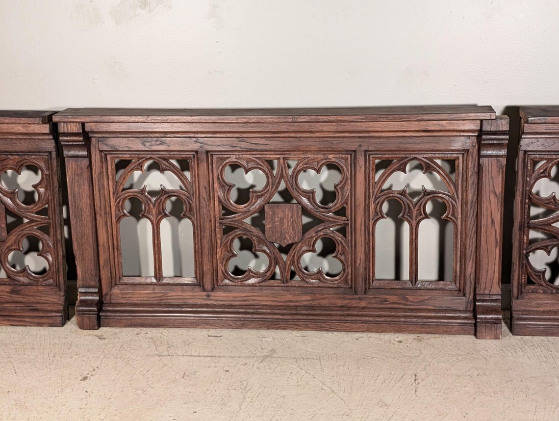 Antique Oak Wood Gothic Communion/altar Rail/railing/ Room Divider ...