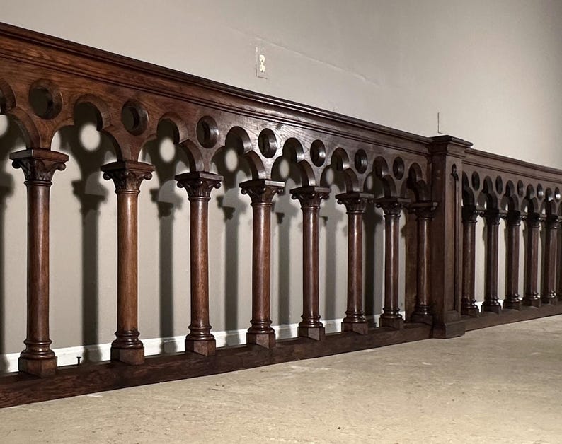 20' Long Antique Gothic Revival Oak Wood Church Balcony Railing - Etsy