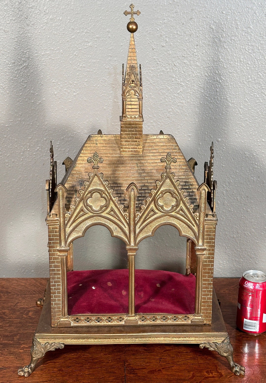 Large 26 Tall Antique French Gothic Revival Bronze Cathedral Reliquary ...