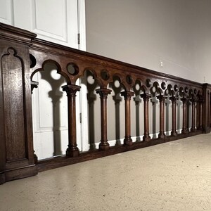 20' Long Antique Gothic Revival Oak Wood Church Balcony Railing - Etsy