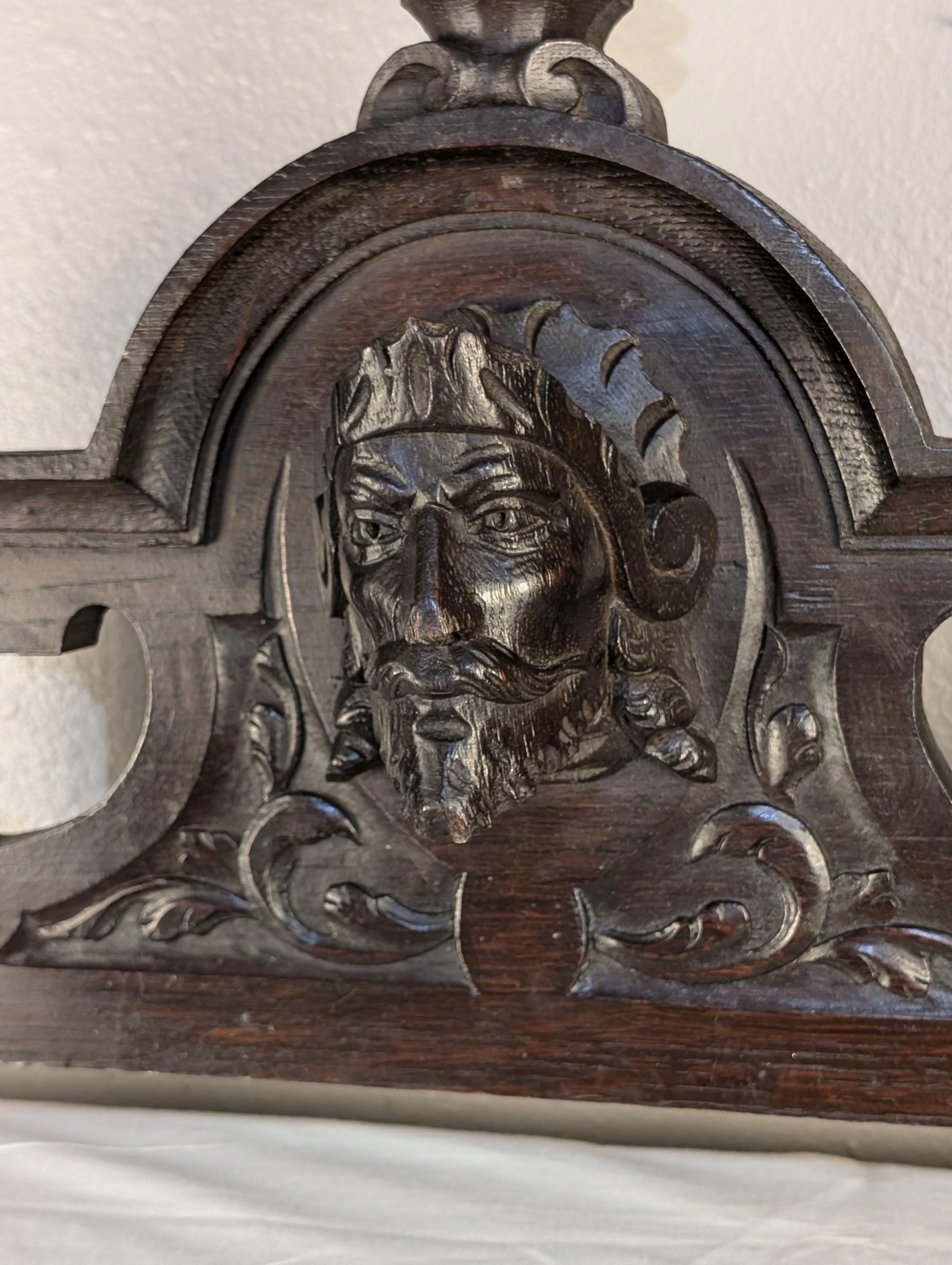Pair of Renaissance Revival Oak Wood Crests/pediments With Knights ...