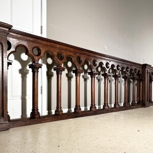 20' Long Antique Gothic Revival Oak Wood Church Balcony Railing - Etsy