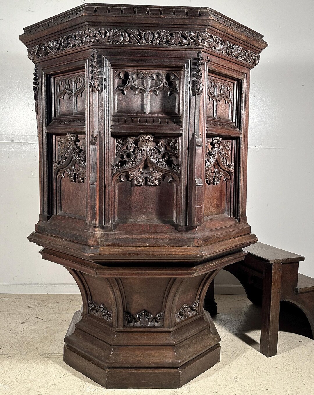 Antique Gothic Revival Church Wineglass Pulpit in Solid Oak - Etsy