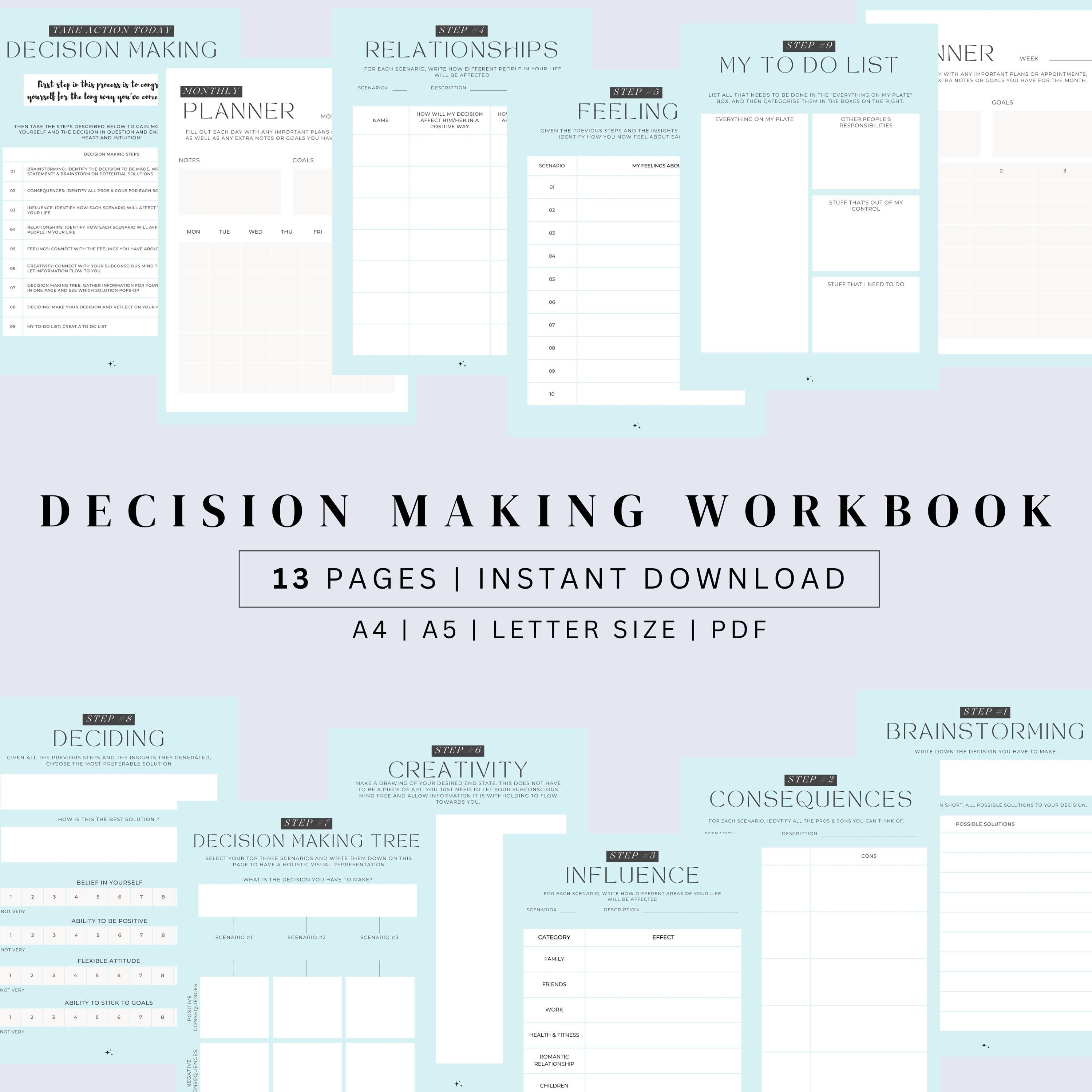 Decision Making Worksheets | Problem-solving Journal, Decision Aid ...