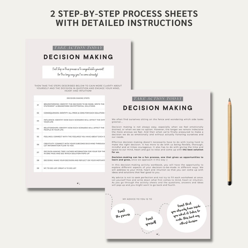 Decision Making Worksheets, Problem Solving Template, Decision Aid ...