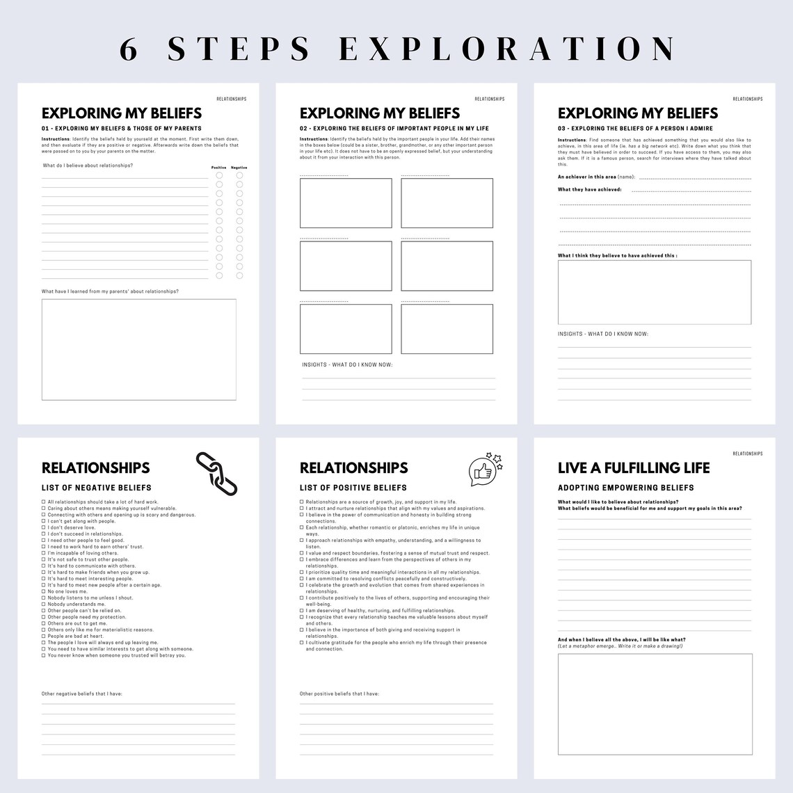 Discover Your Core Beliefs Workbook, Identify Core Beliefs Worksheets ...