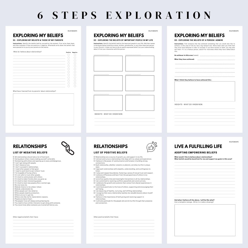 Discover Your Core Beliefs Workbook, Identify Core Beliefs Worksheets ...