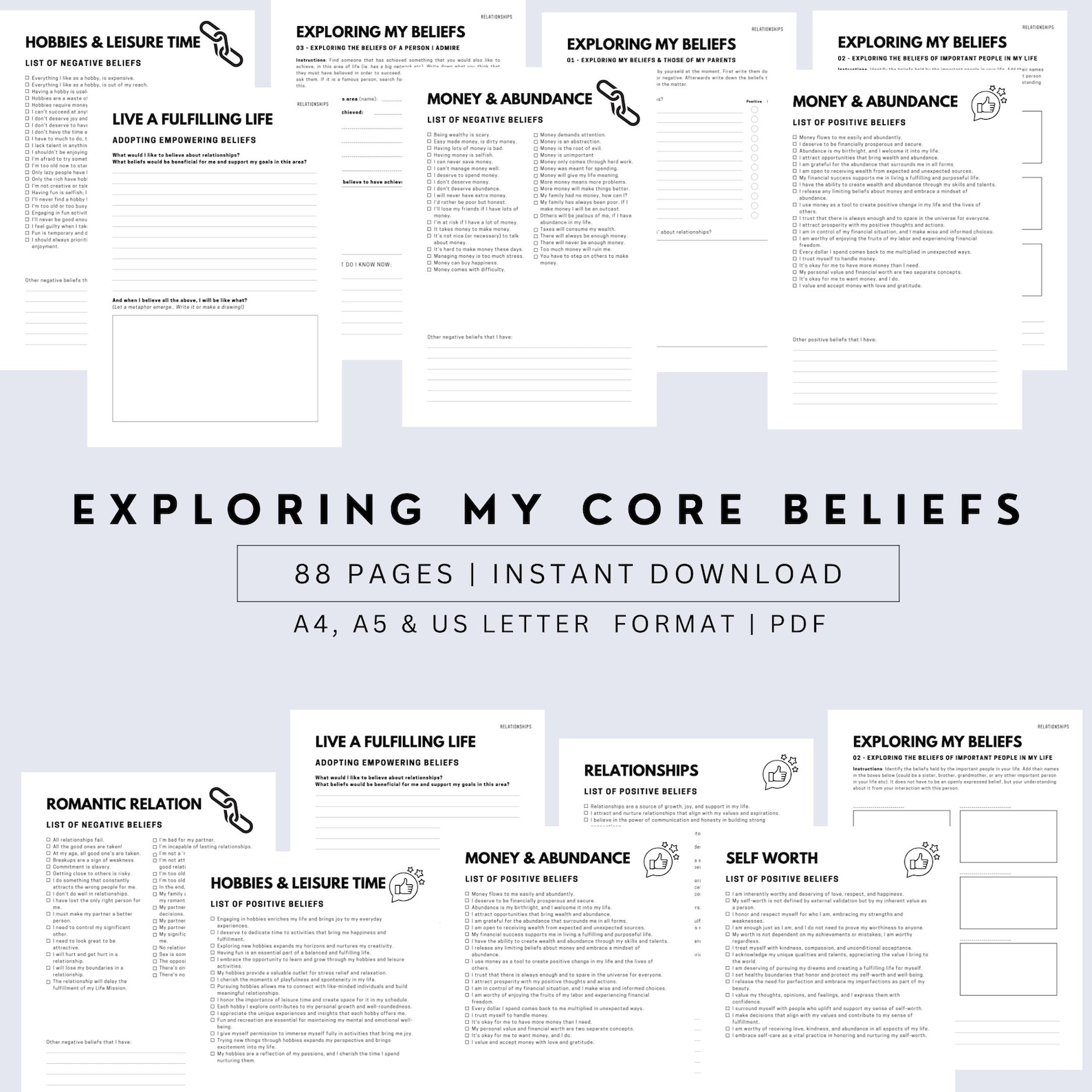 Discover Your Core Beliefs Workbook | Identify Core Beliefs, Self ...