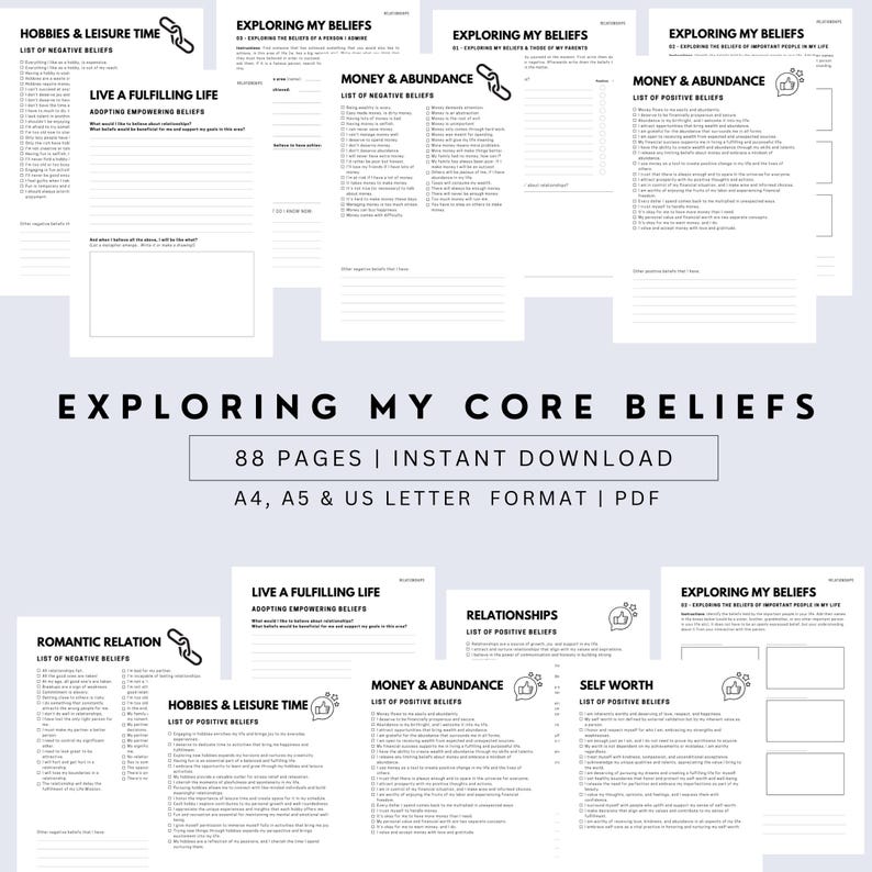 Discover Your Core Beliefs Workbook | Identify Core Beliefs, Self ...