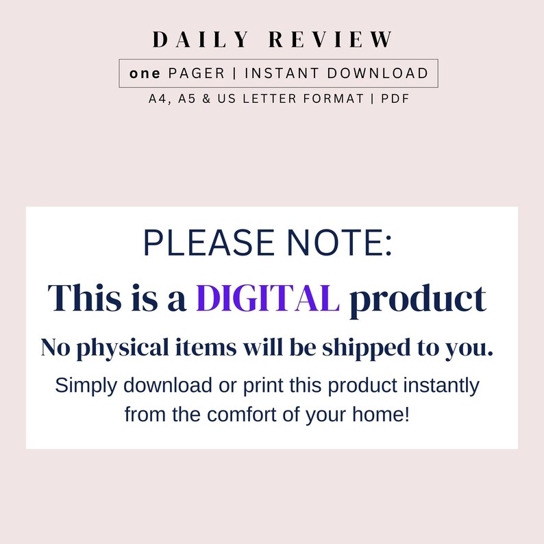 Daily Review Printable: Gratitude Journal, Reflection Pages (PDF) - Etsy