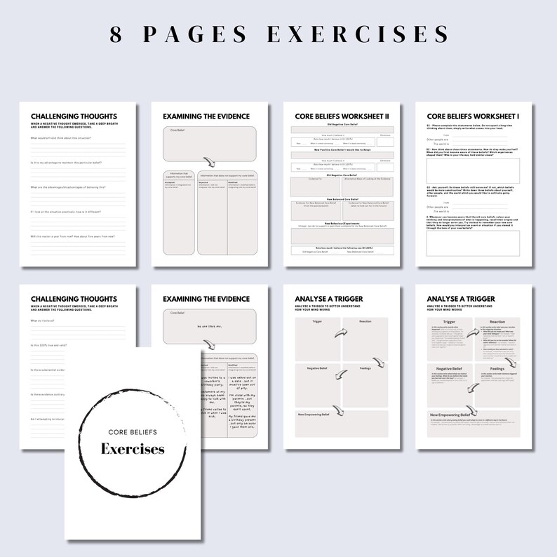 Core Beliefs Worksheets | Challenge Your Thoughts, Self-discovery ...
