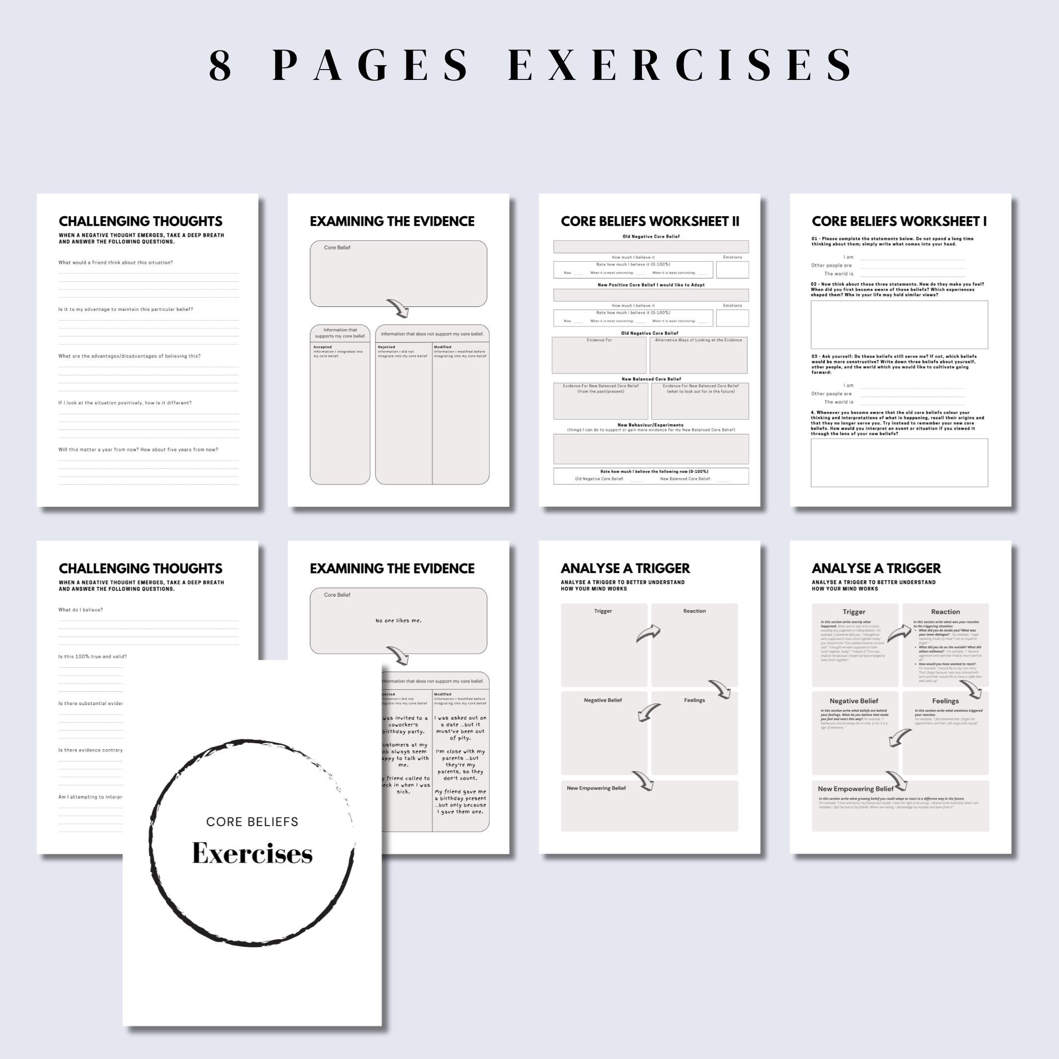 Core Beliefs Worksheets | Challenge Your Thoughts, Self-discovery ...