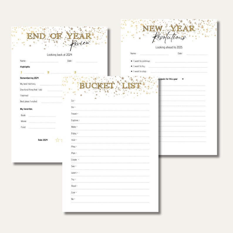 2025 New Year's Printables, 2024 Year End Review, 2025 New Year ...