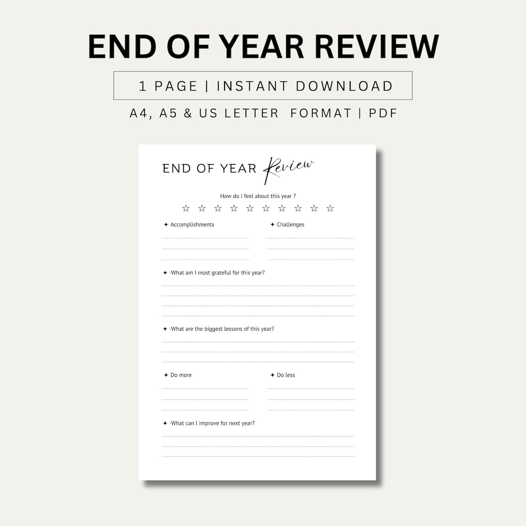 2023 Year End Review, Printable Reflection PDF, Year-end Evaluation ...