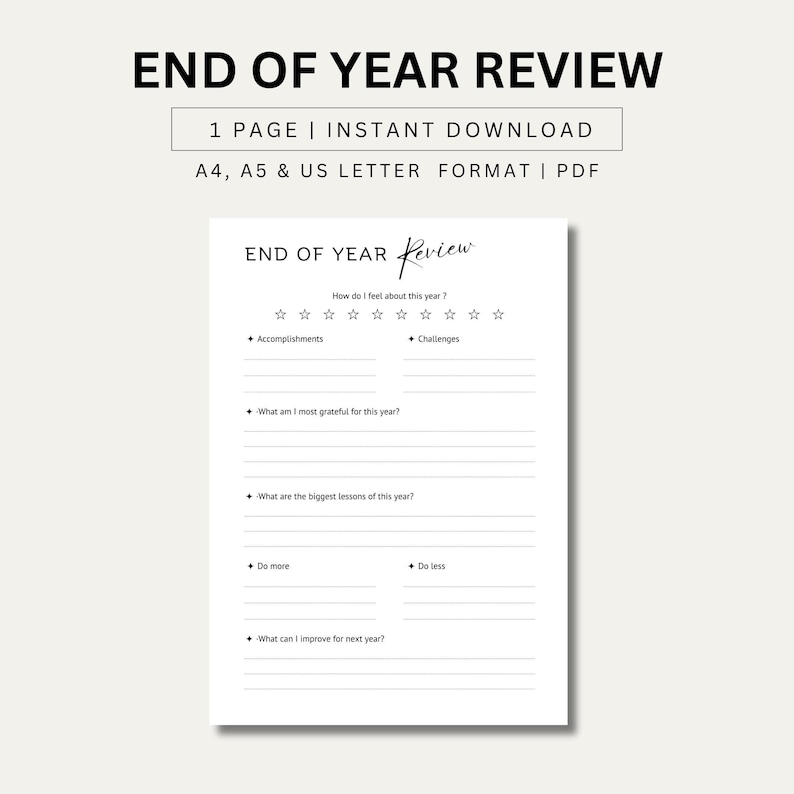 2023 Year End Review, Printable Reflection PDF, Year-end Evaluation ...
