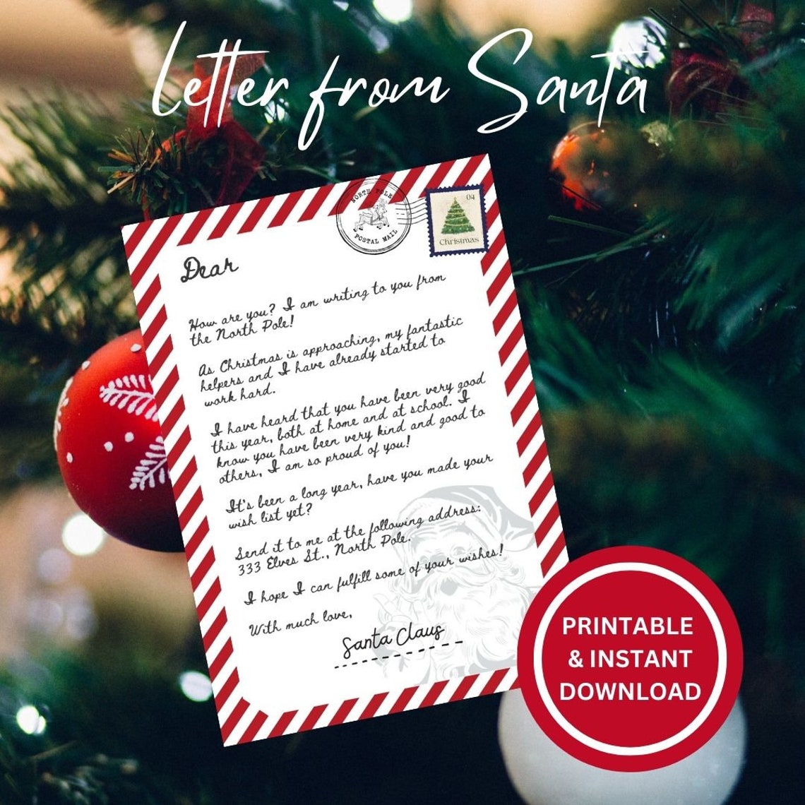Letter to Santa, Letter From Santa, Kids Christmas Letter, Printable ...