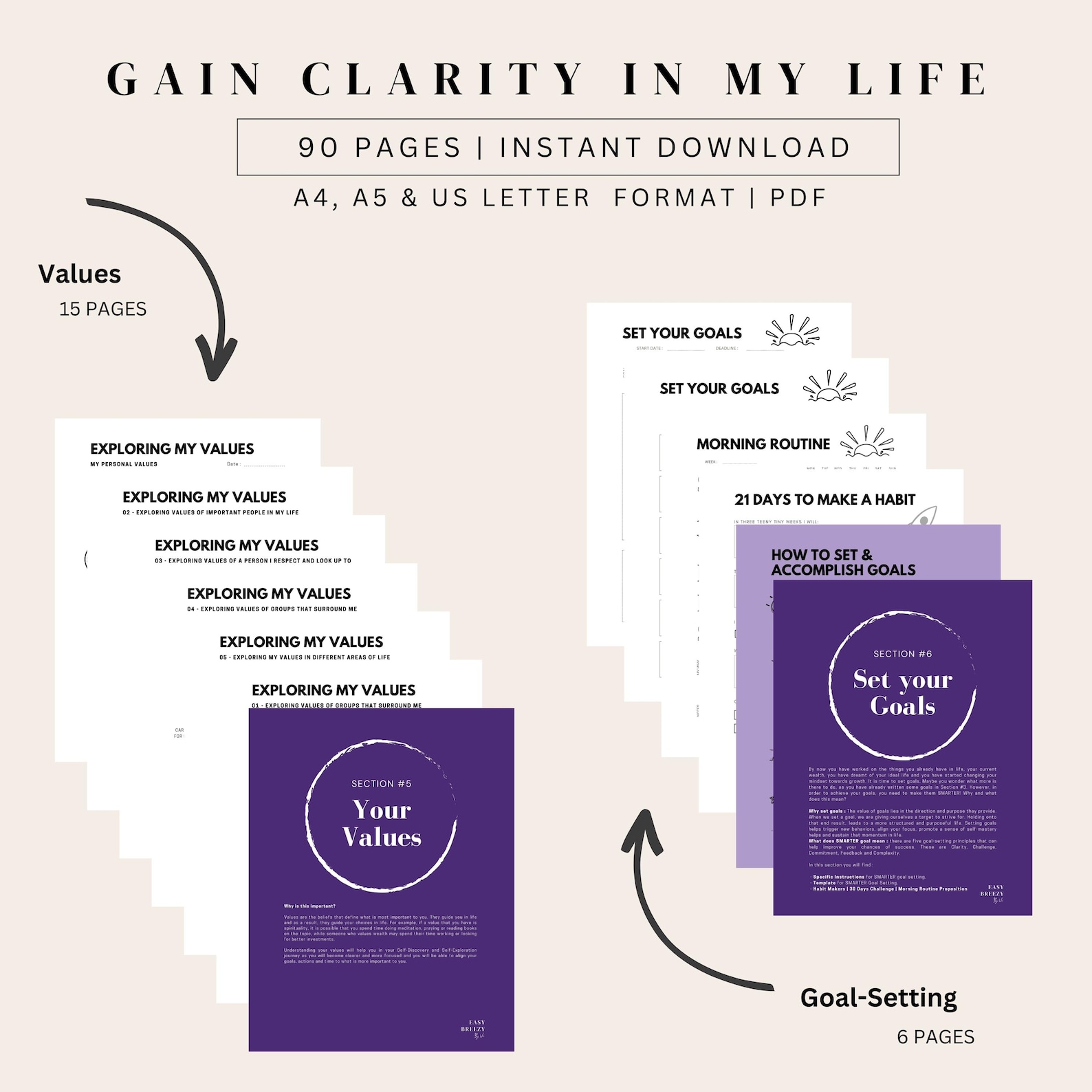 Clarity in Life Workbook | Self-development Journal, Core Values, Wheel ...