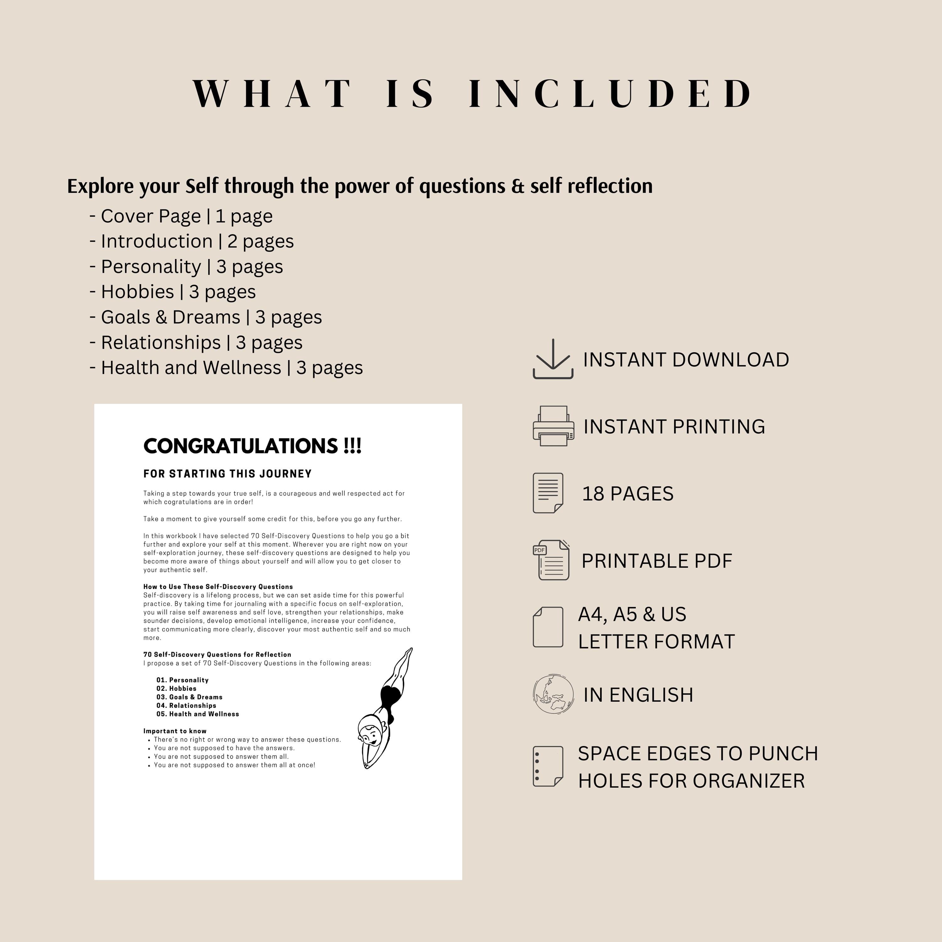 Self Discovery Workbook | Know Yourself, Personality Exploration ...