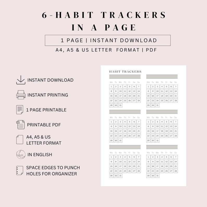 30-day Habit Tracker Printable: Minimalist Routine Planner (PDF) - Etsy