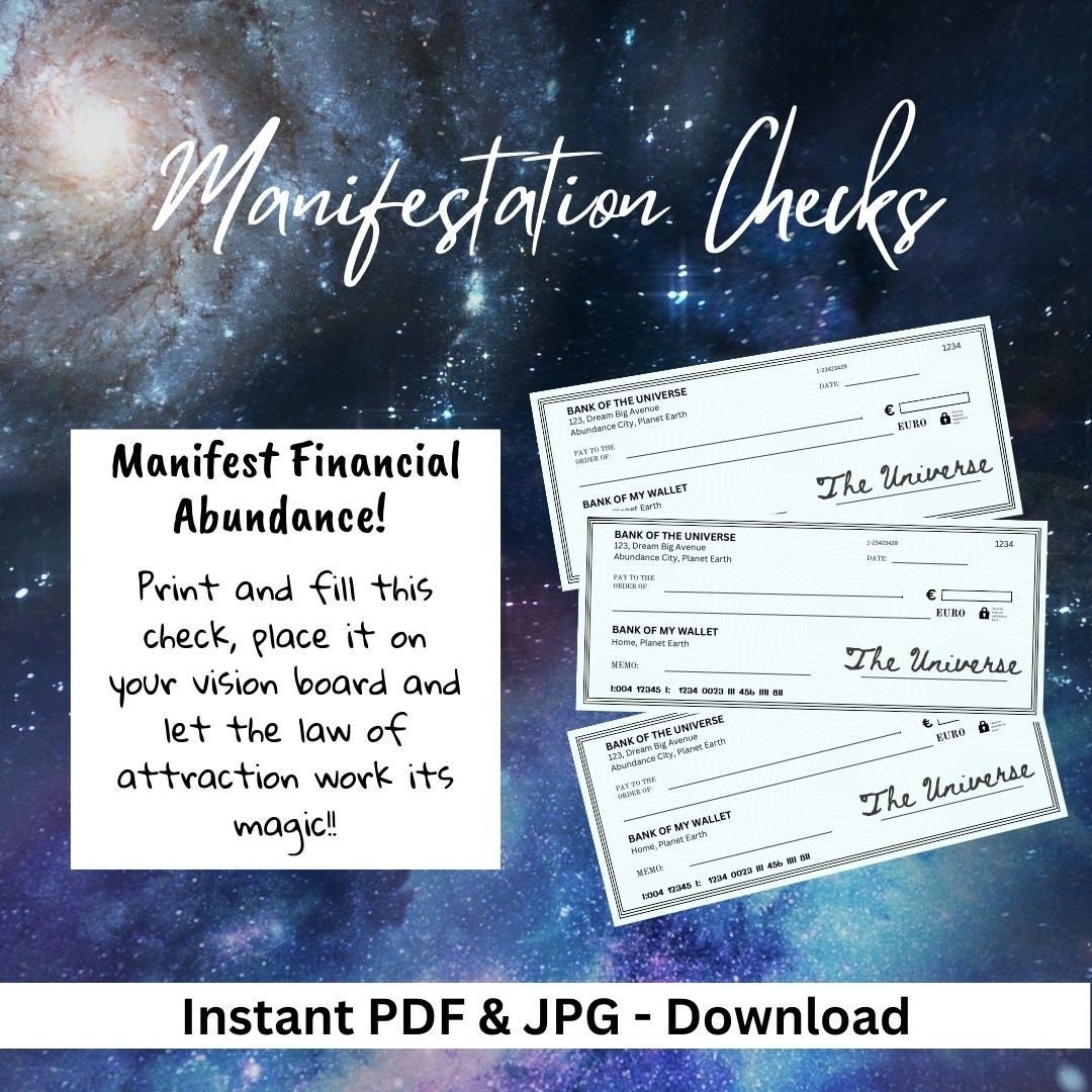 Manifestation Checks, Vision Board Checks, Law of Attraction, Magic ...