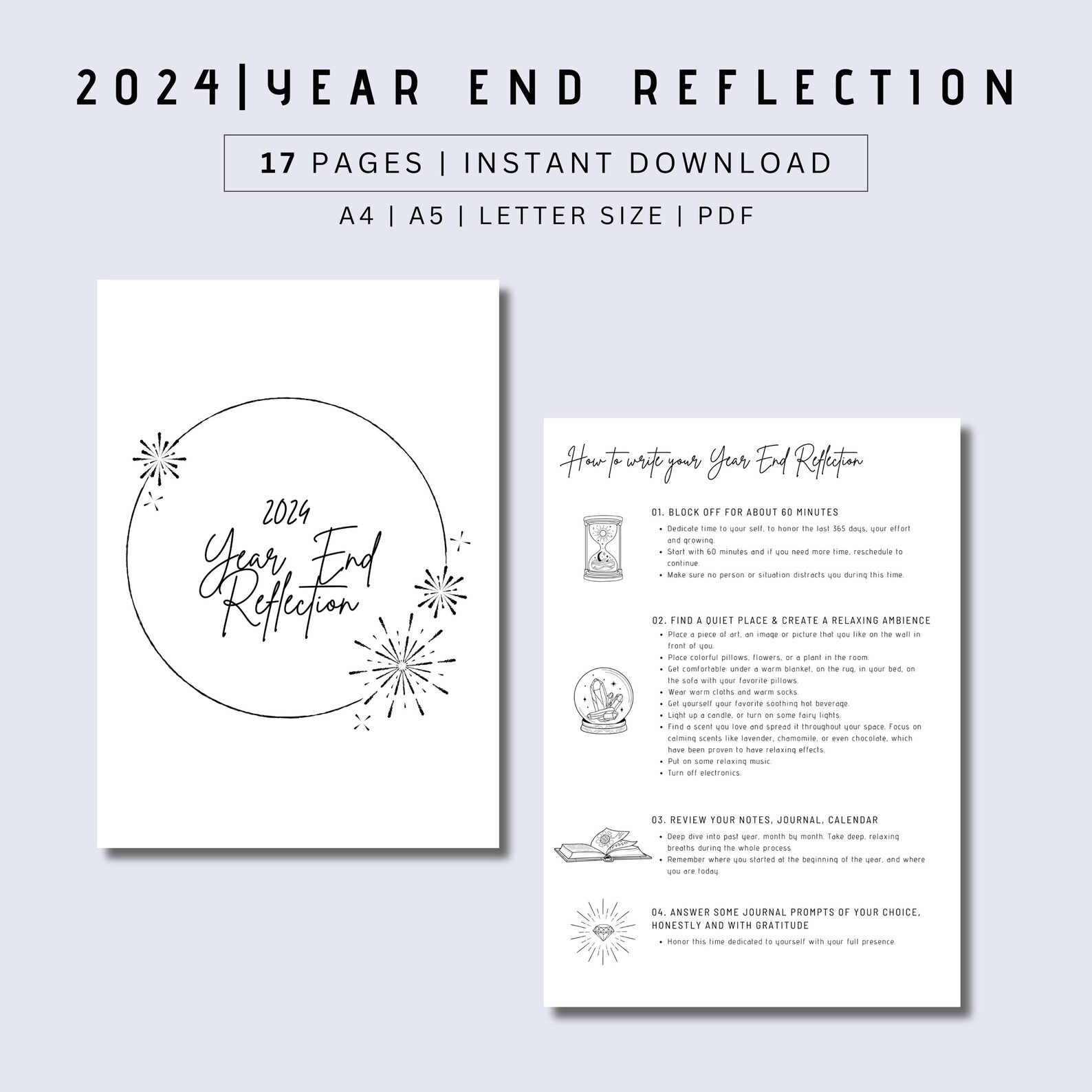 2024 Year End Review, Printable Reflection Journal PDF, Year-end ...
