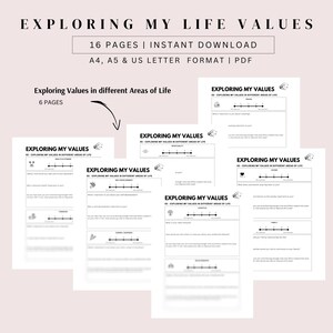 Discover Your Core Values Workbook, Identify Life Values Worksheets ...