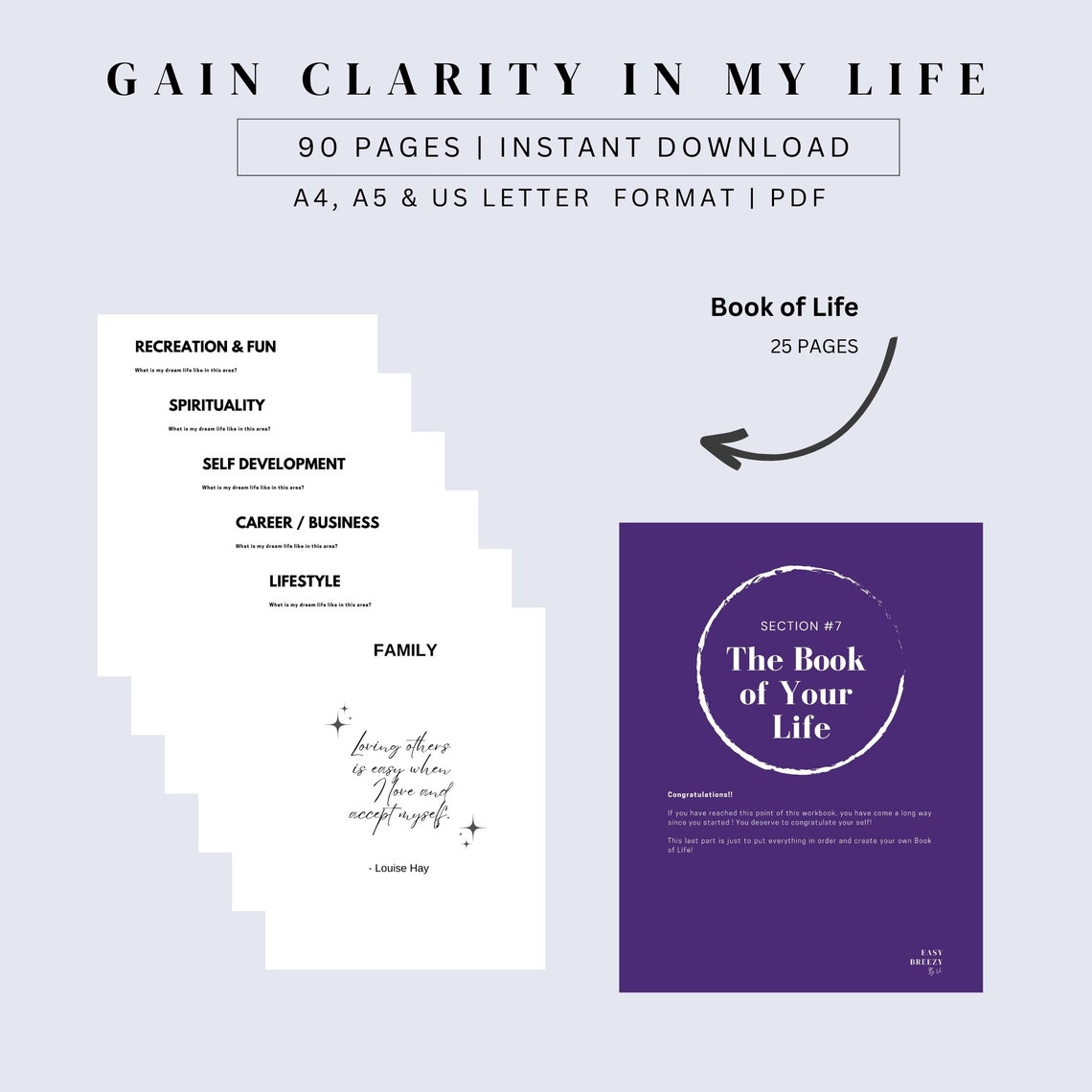 Clarity in Life Workbook, Self-development Worksheets, Core Values ...