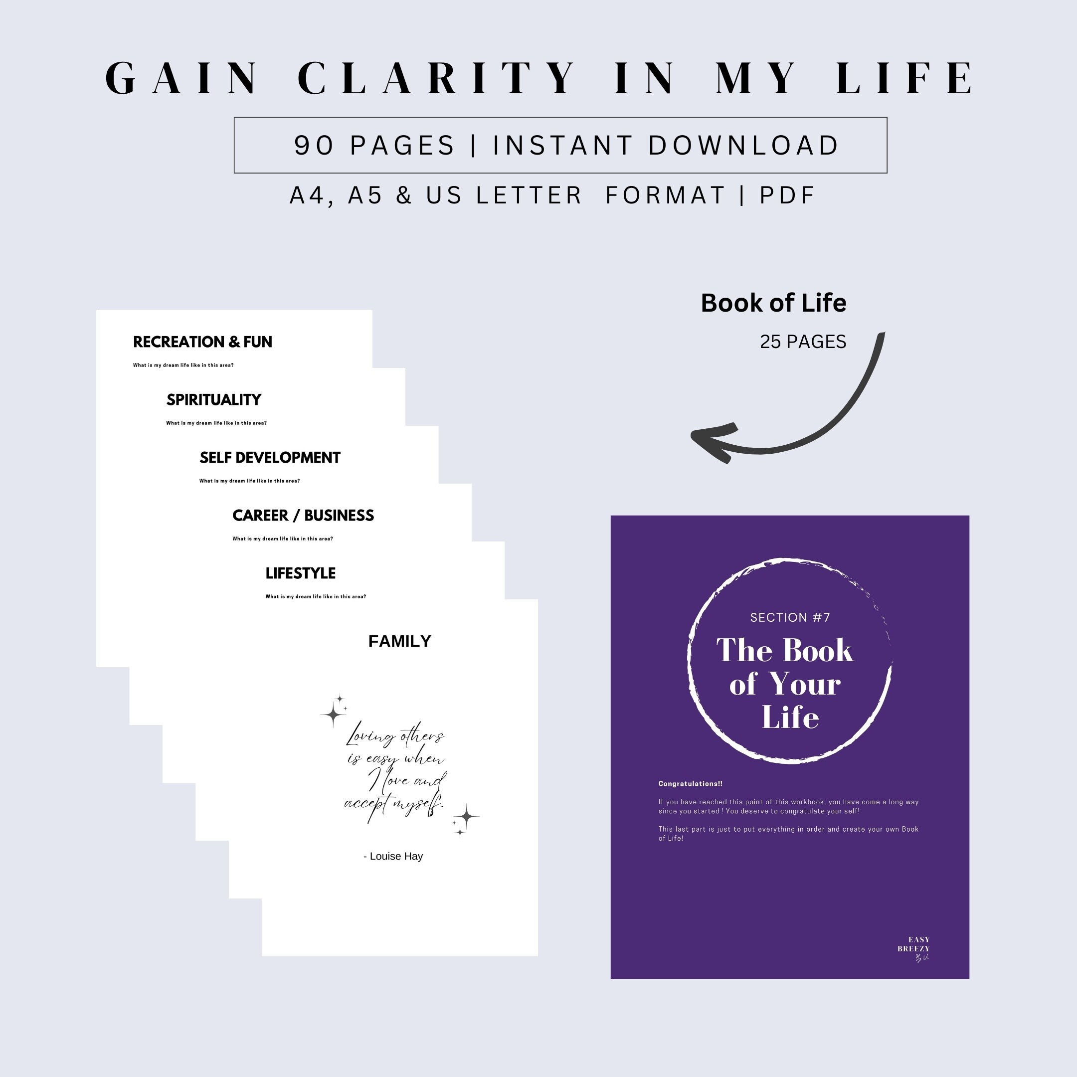 Clarity in Life Workbook, Self-development Worksheets, Core Values ...