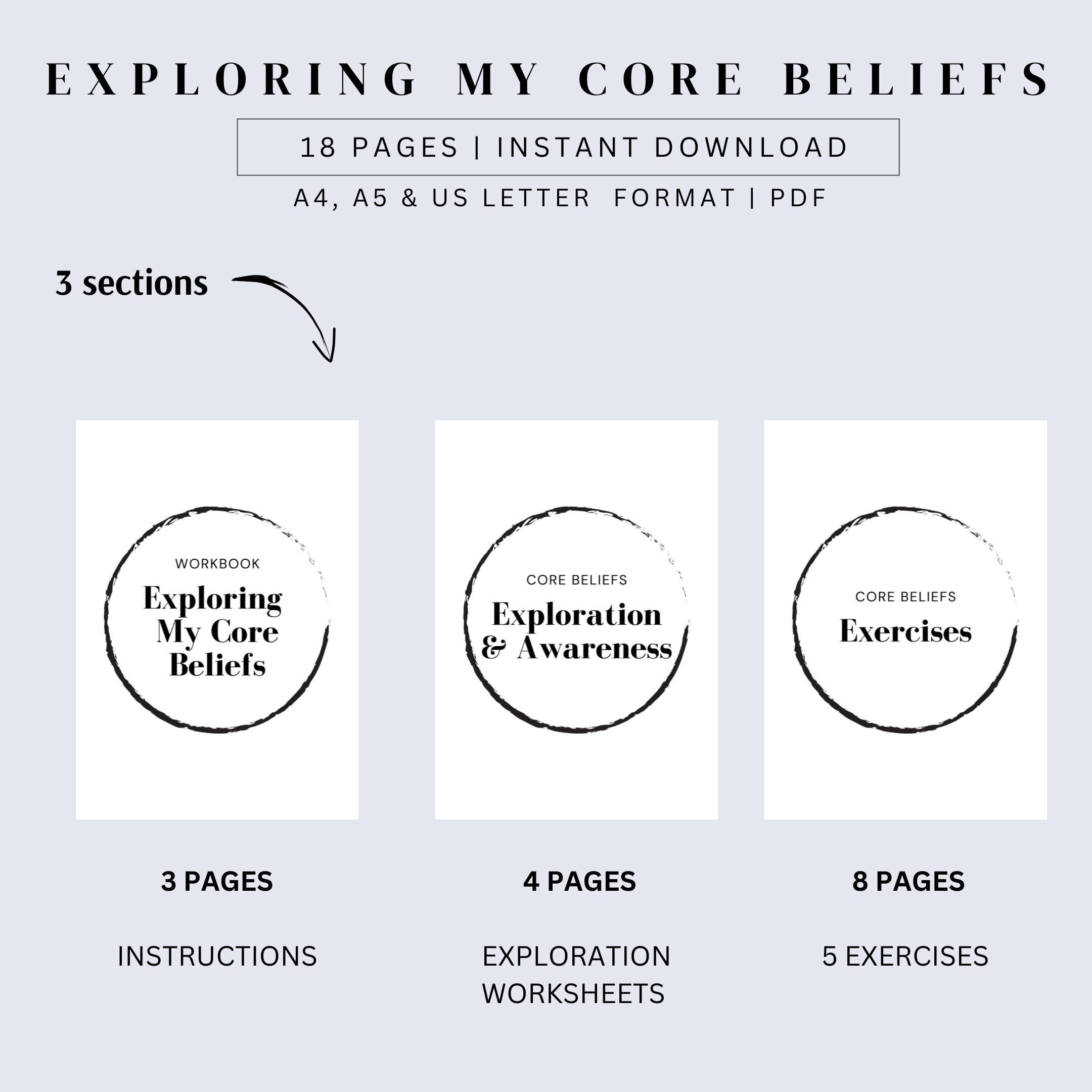 Core Beliefs Worksheets | Challenge Your Thoughts, Self-discovery ...
