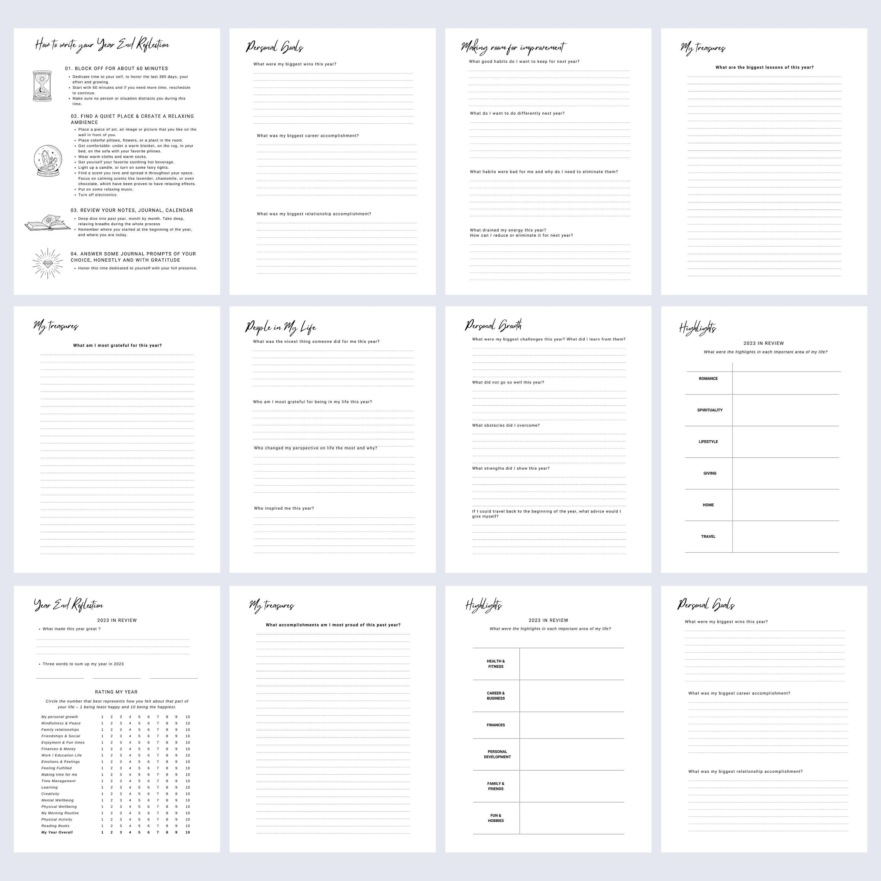 2023 Year End Reflection & 2024 New Year's Resolution Kit, Resolutions ...