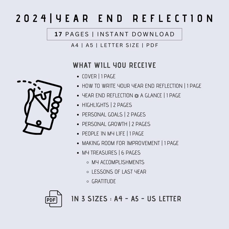 2024 Year End Review, Printable Reflection Journal PDF, Year-end ...