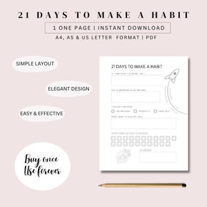 21 Days Habit Tracker, 21 Day Challenge, Printable PDF, Digital ...