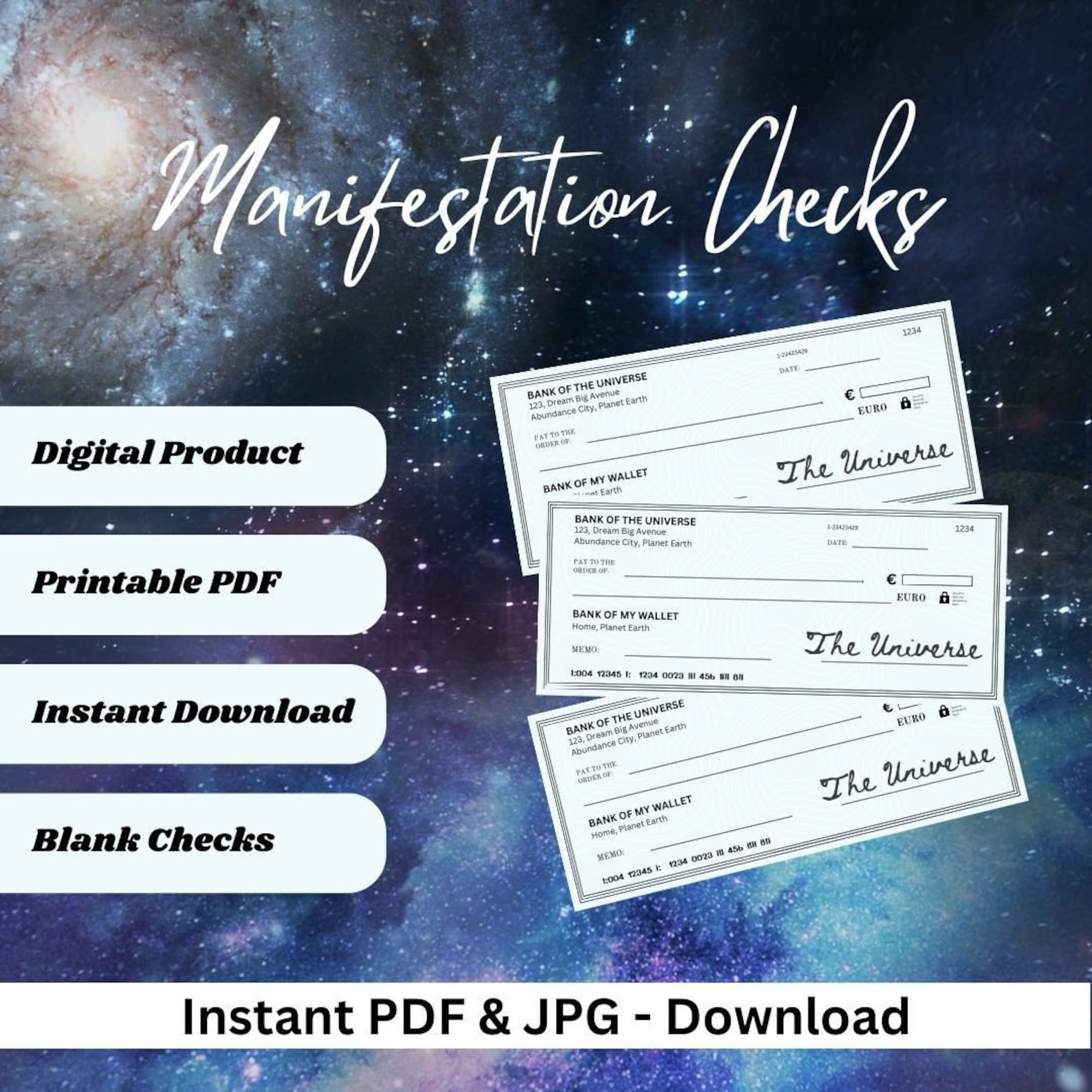 Manifestation Checks, Vision Board Checks, Law of Attraction, Magic ...