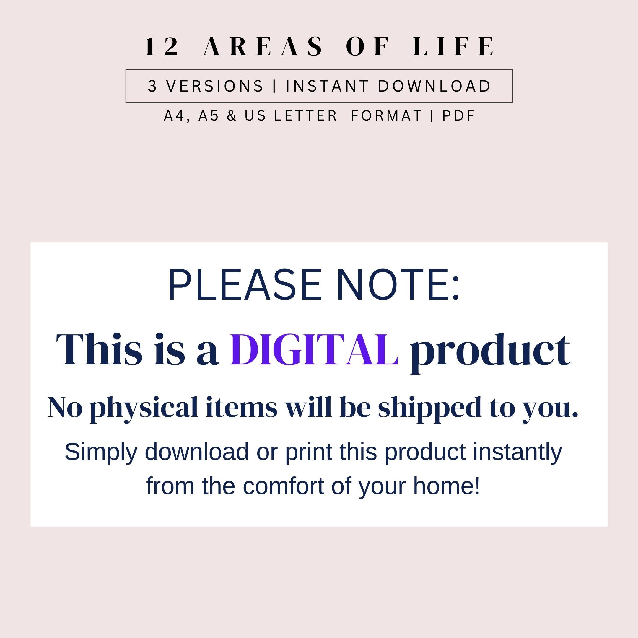 12 Areas of Life Planner Printable, Goal Planner, Goal Setting ...