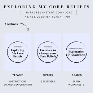 Discover Your Core Beliefs Workbook, Identify Core Beliefs Worksheets ...