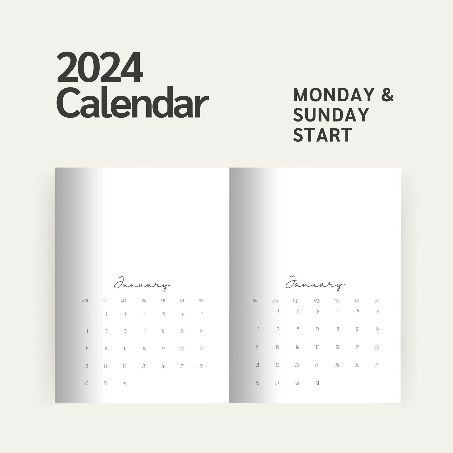 Printable Calendar 2024 Monthly Planner 2024 Portrait - Etsy