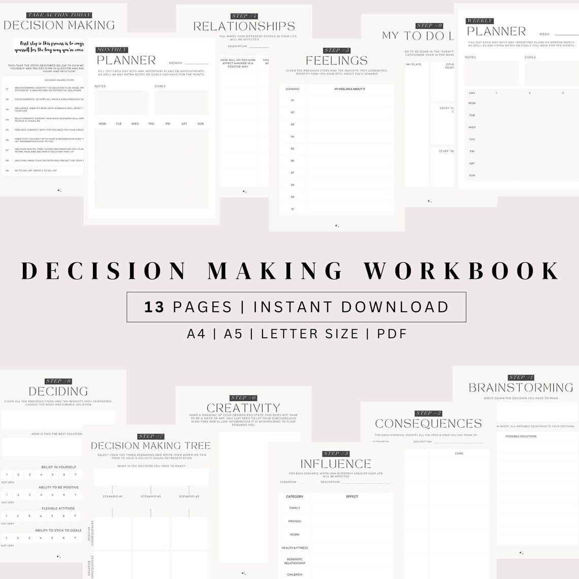 Decision Making Worksheets, Problem Solving Template, Decision Aid ...