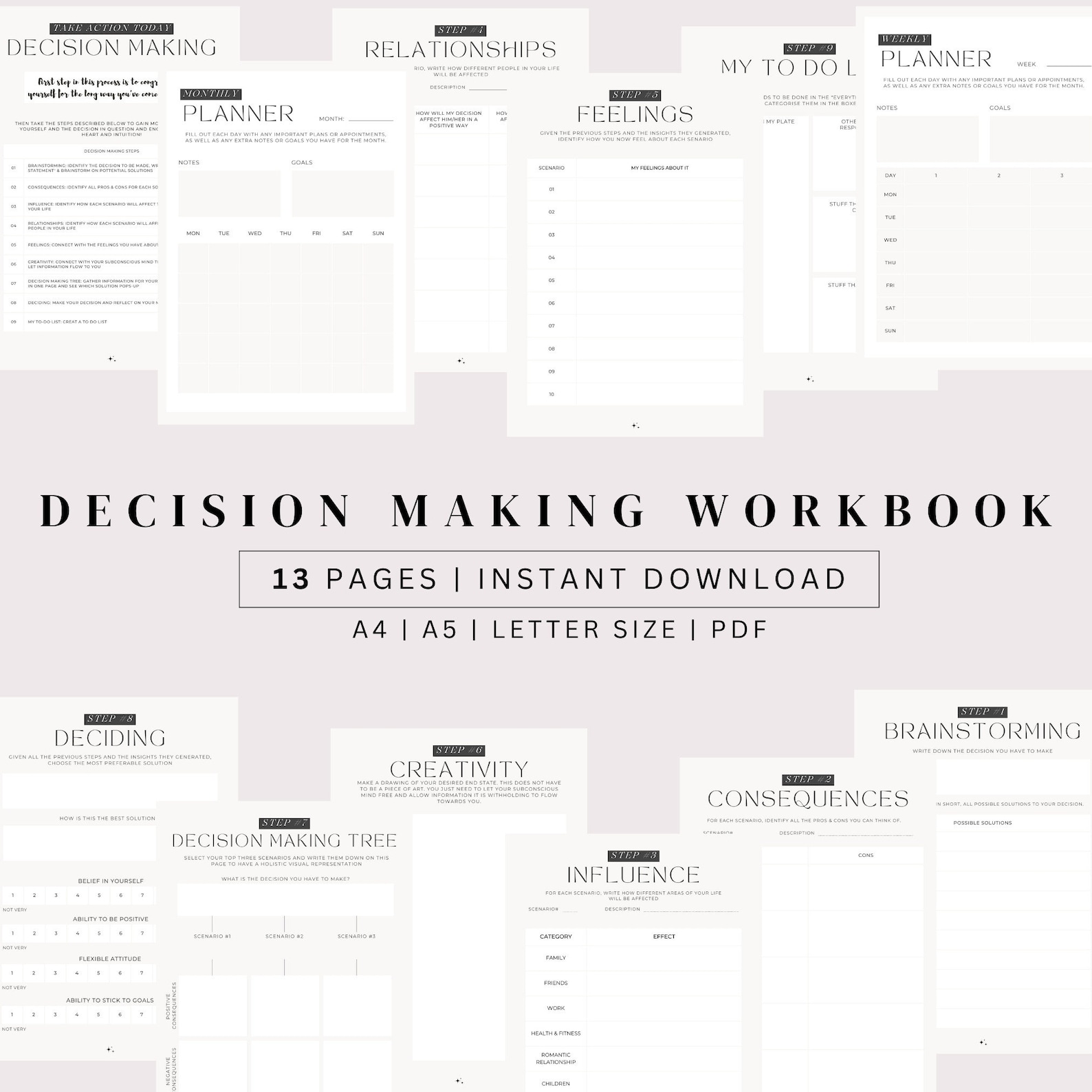 Decision Making Worksheets, Problem Solving Template, Decision Aid ...
