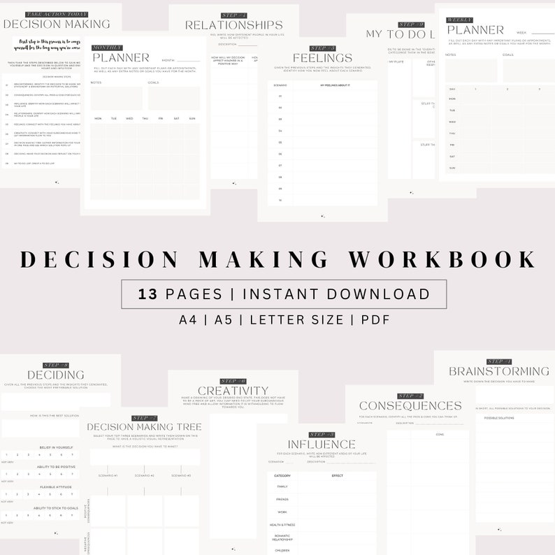 Decision Making Worksheets, Problem Solving Template, Decision Aid ...