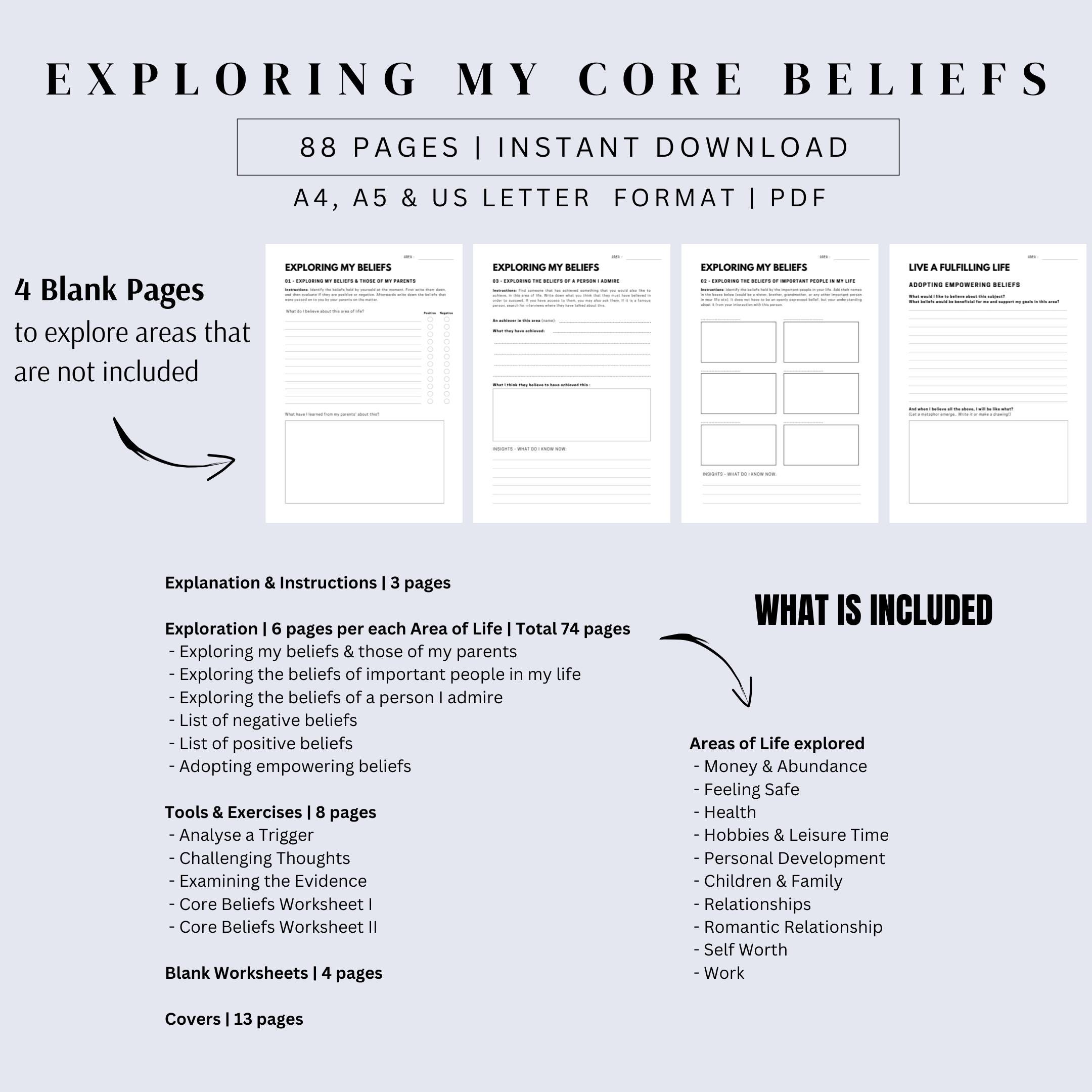 Discover Your Core Beliefs Workbook | Identify Core Beliefs, Self ...